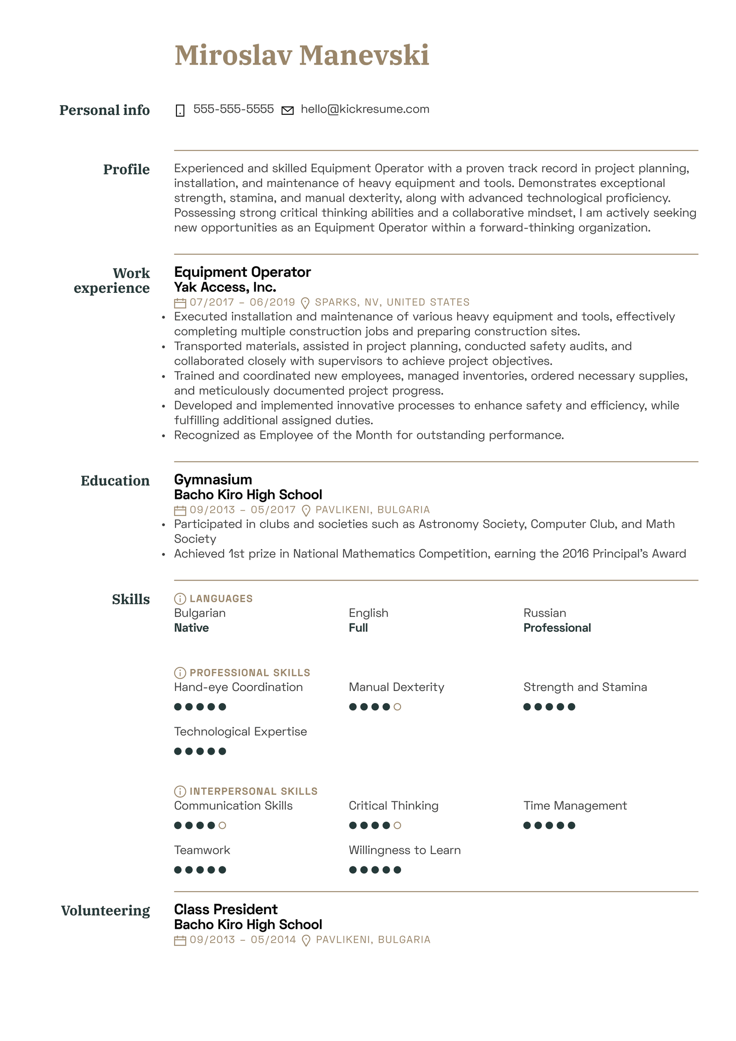 Equipment Operator Resume Example Kickresume Equipment Operator Resume Example Kickresume