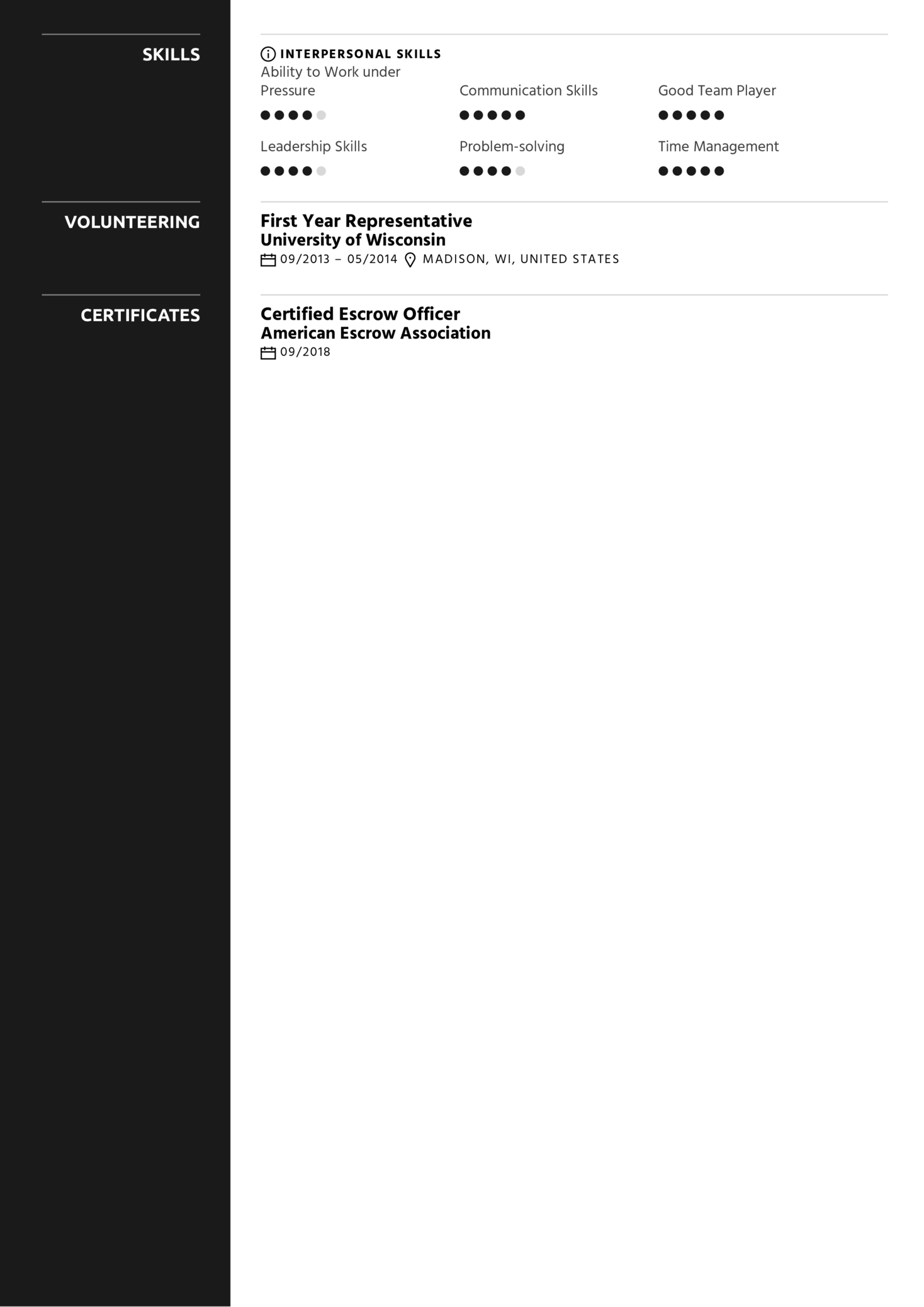 Escrow Officer Resume Sample | Kickresume