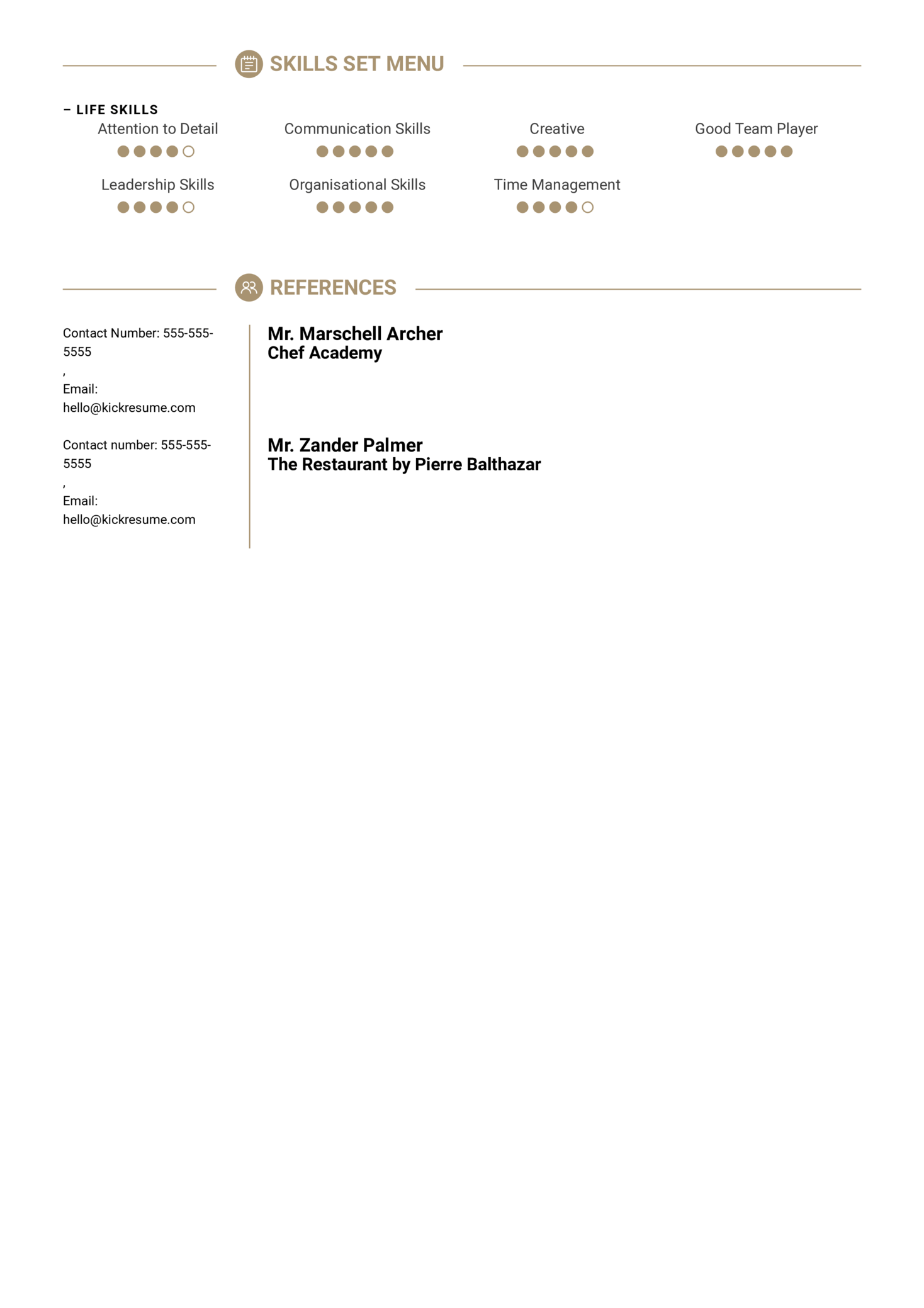 Sous Chef Resume Template | Kickresume