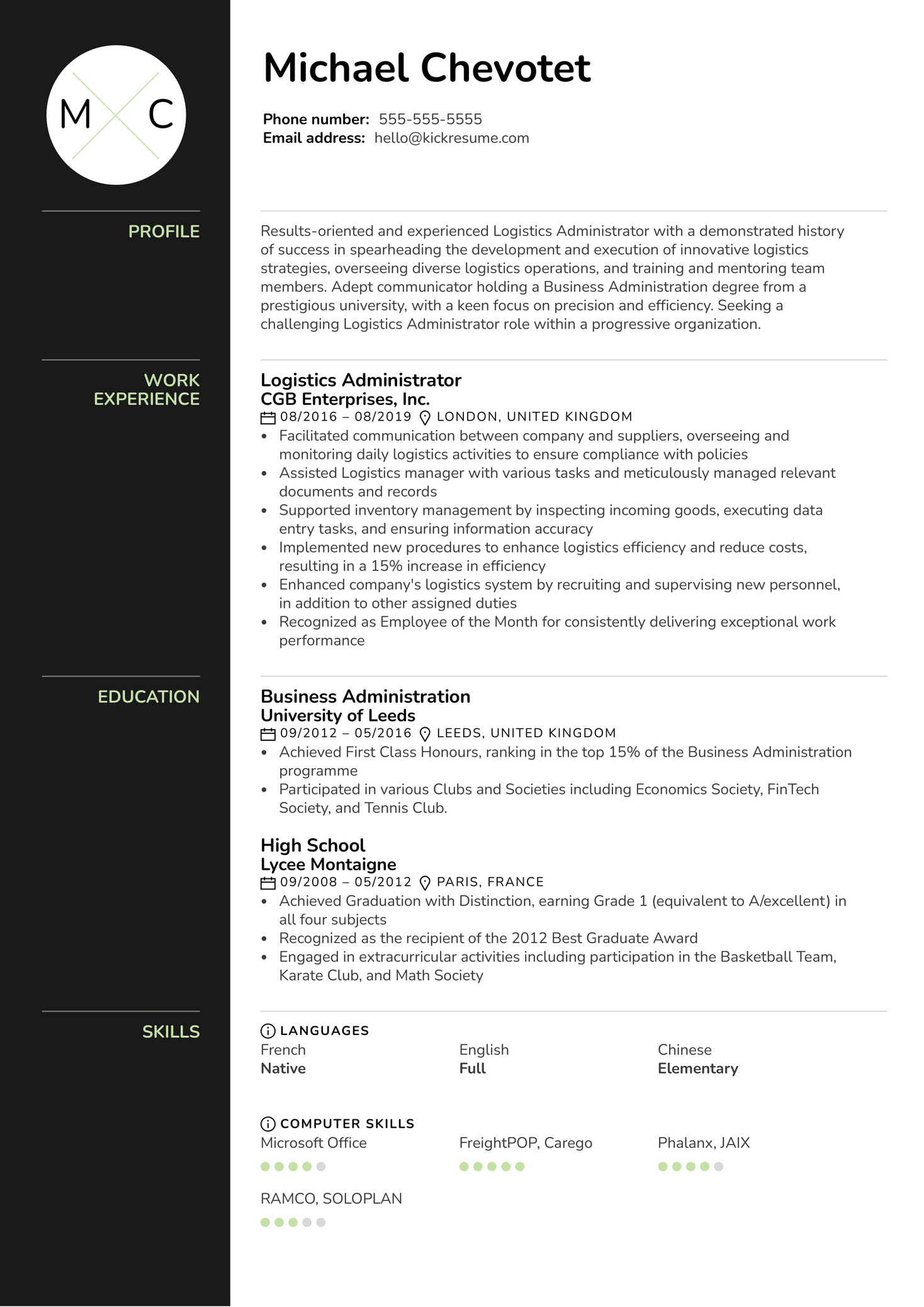 Logistics Administrator Resume Sample Kickresume Logistics Administrator Resume Sample Kickresume