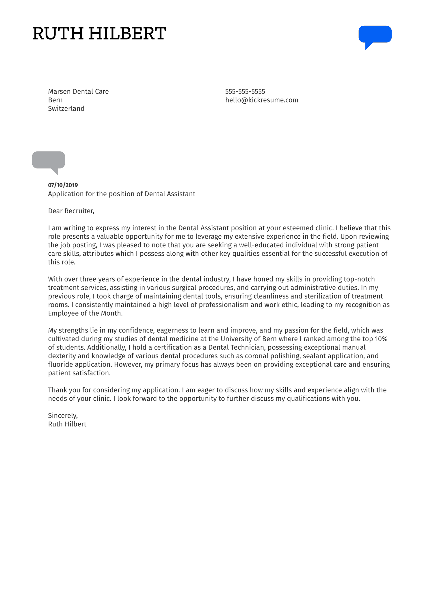 Anschreiben Zahnarzthelferin Beispiel Kickresume