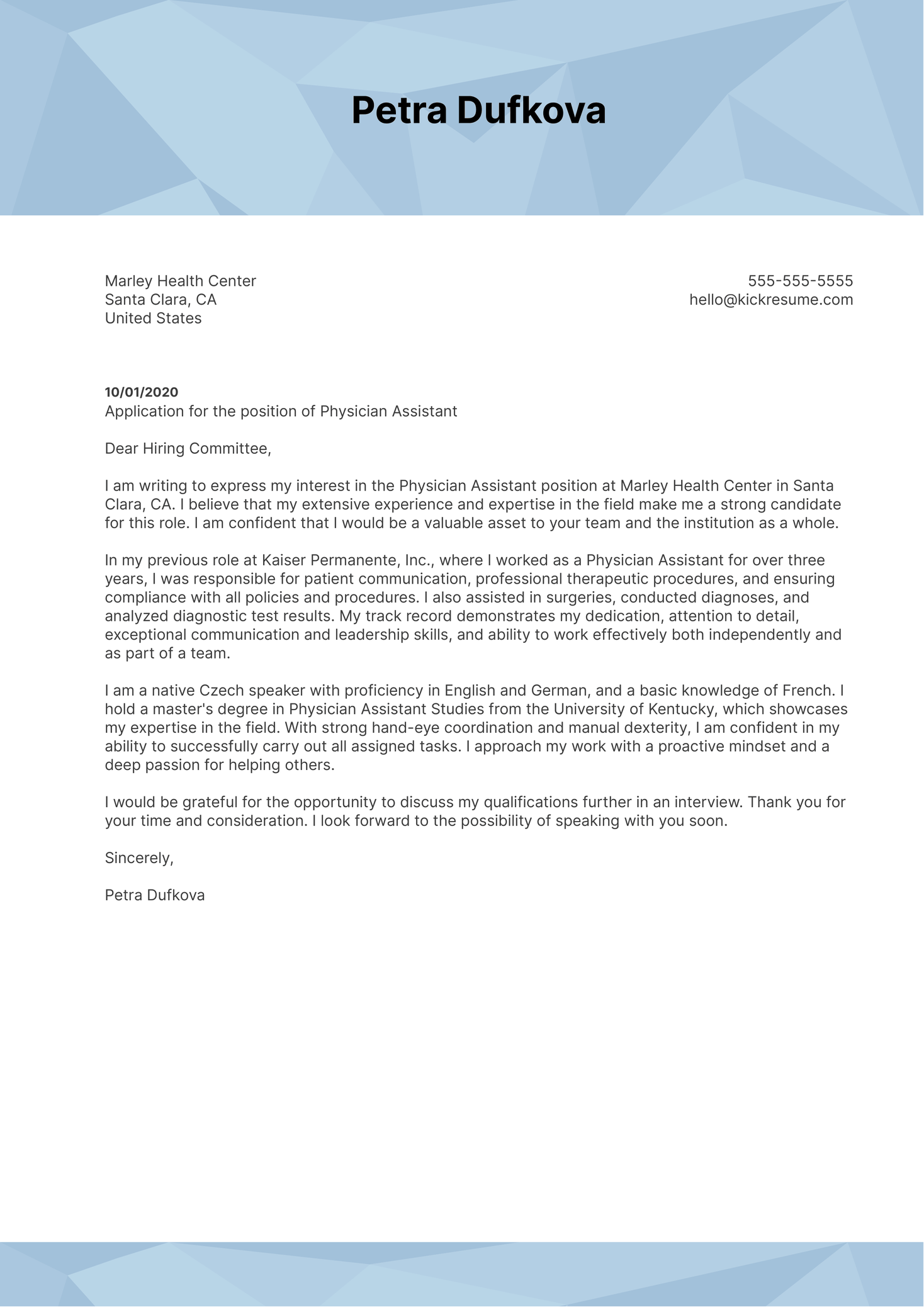 Physician Cover Letter Sample Physician Cover Letter Sample
