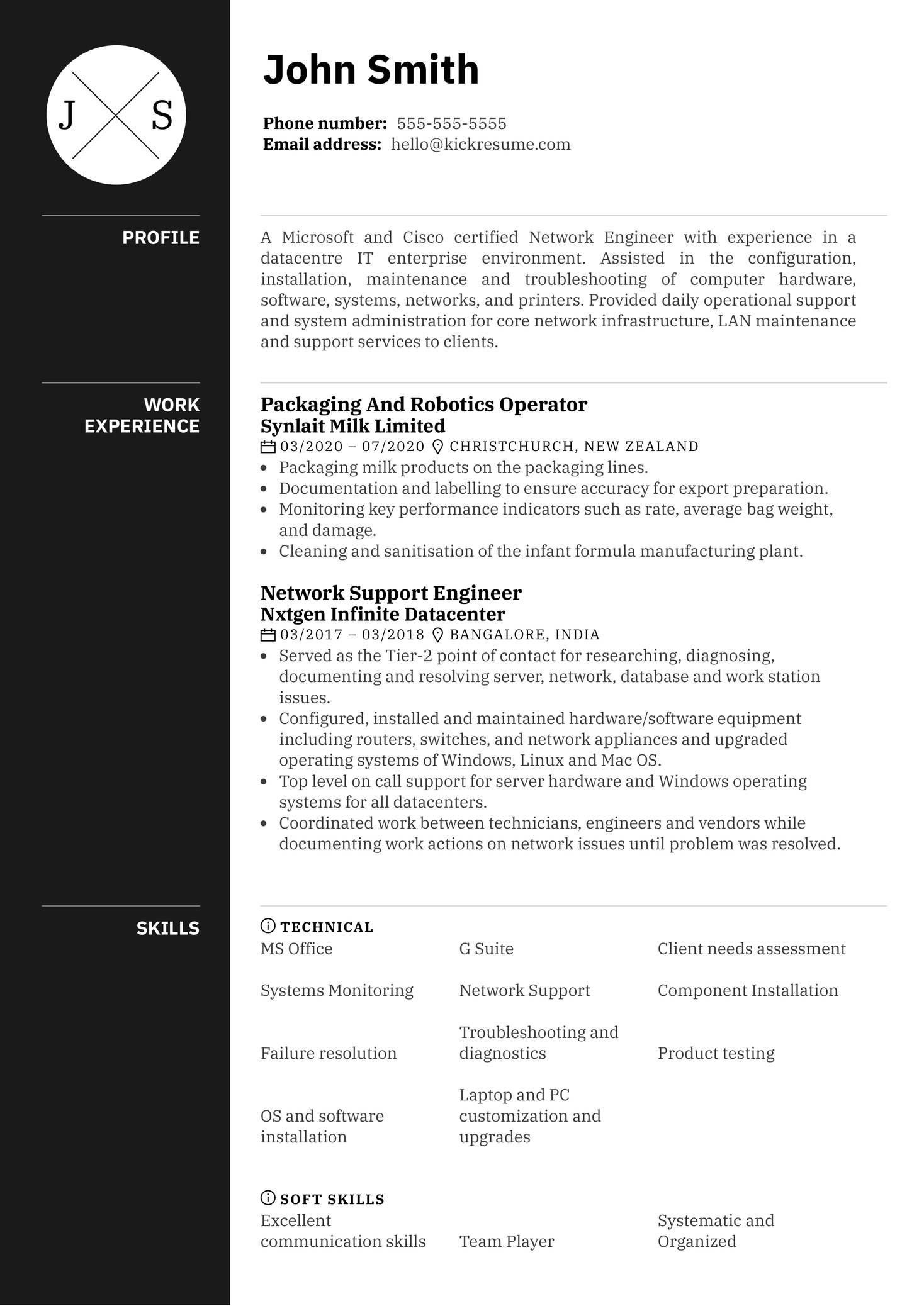 Principal Network Support Engineer Resume Sample Kickresume