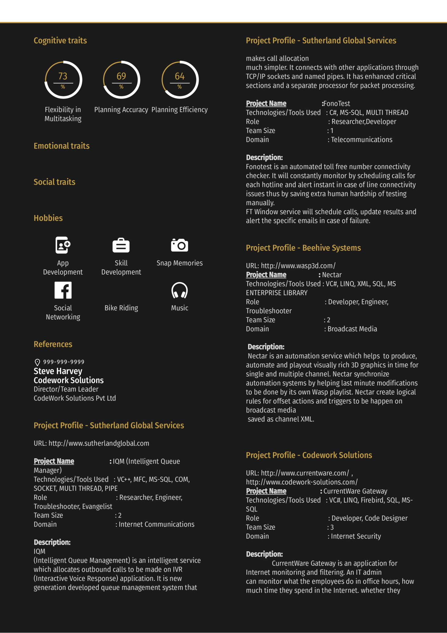 Sutherland Software Engineer Resume Example | Kickresume