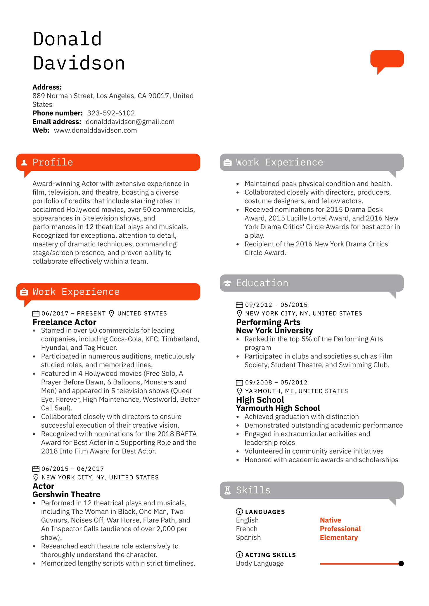 Modello Di Curriculum Dell attore Kickresume Modello Di Curriculum Dell attore Kickresume