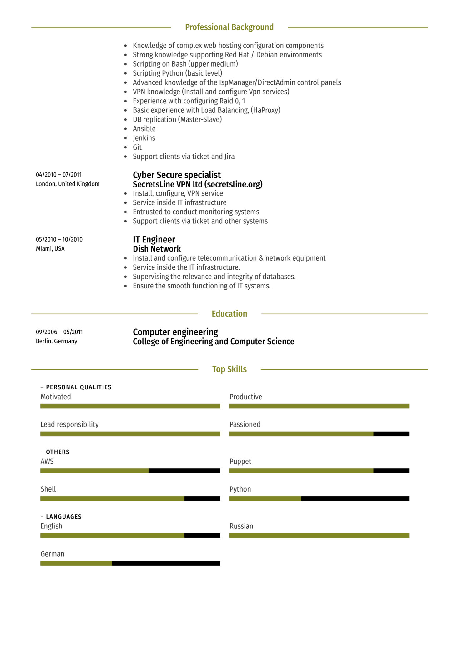 Lead Devops Engineer Resume Sample | Kickresume