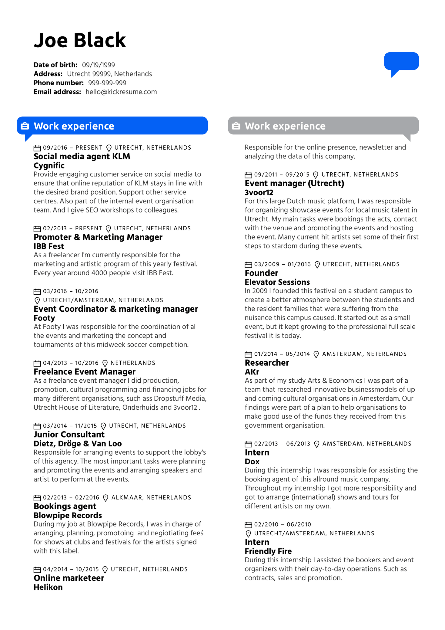Content Creator CV Example Kickresume