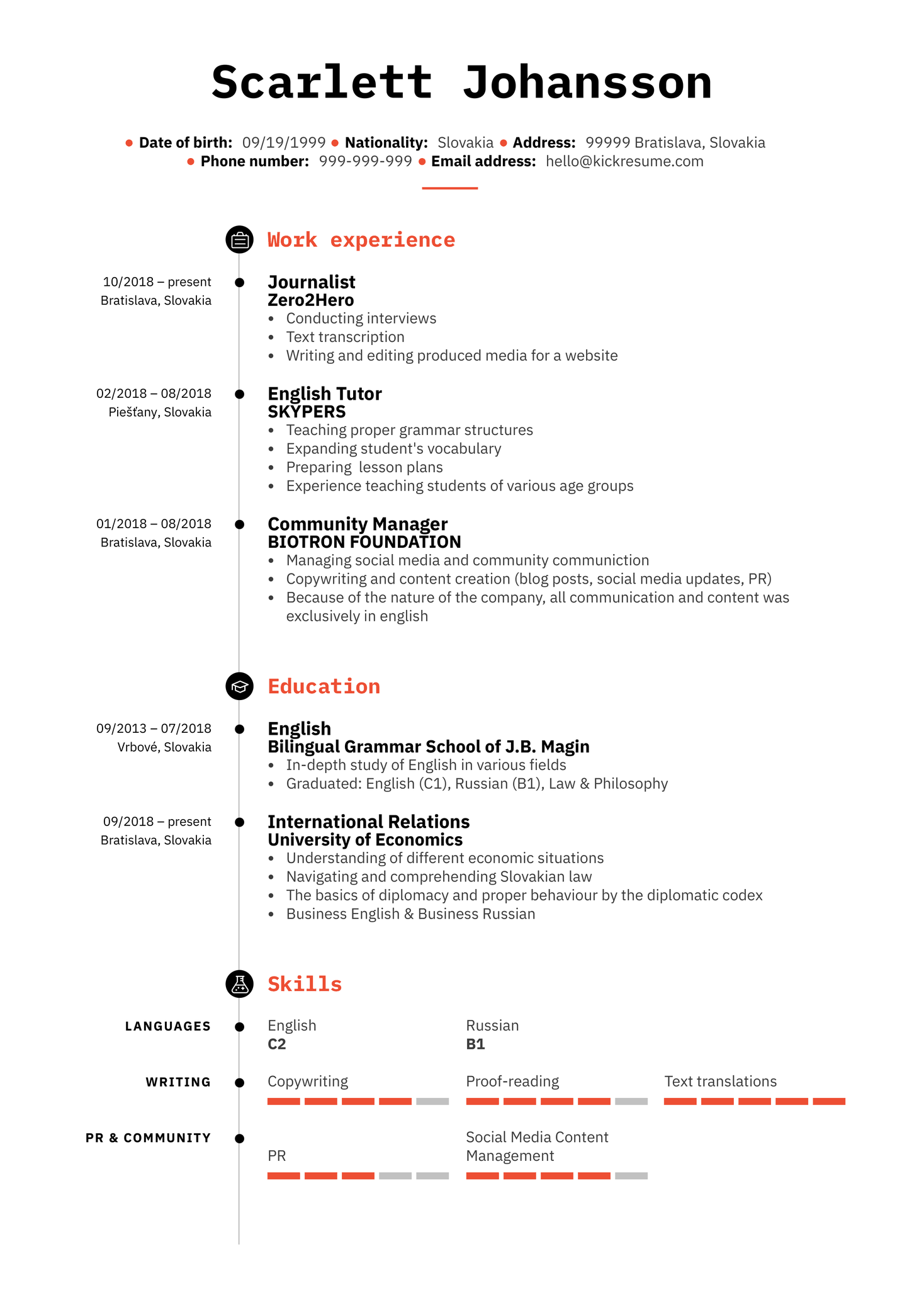 English Tutor Resume Sample Kickresume Riset