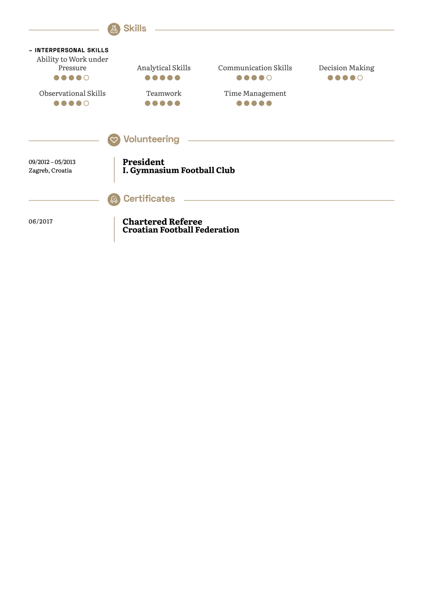 Football Referee Resume Sample | Kickresume